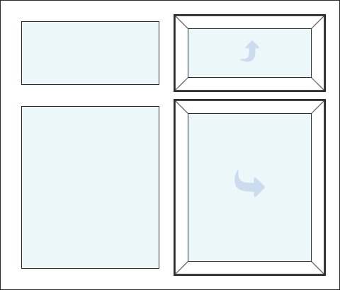 uPVC Casement vent over side hung right fixed over fixed left double ...